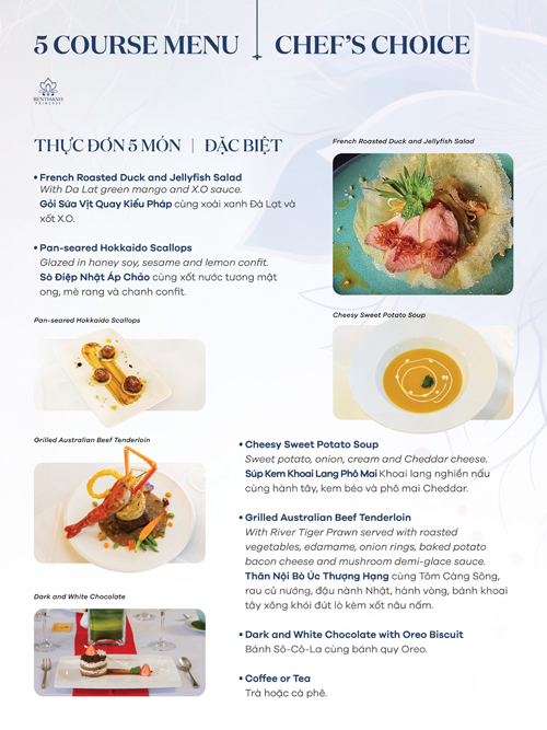 Benthanh Princess - Unique Luxurious Dining Cruise - Menu